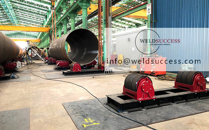 Tangki Putar 100T, Stand Roller Pipa Dengan Pita Baja Roda PU Lebar